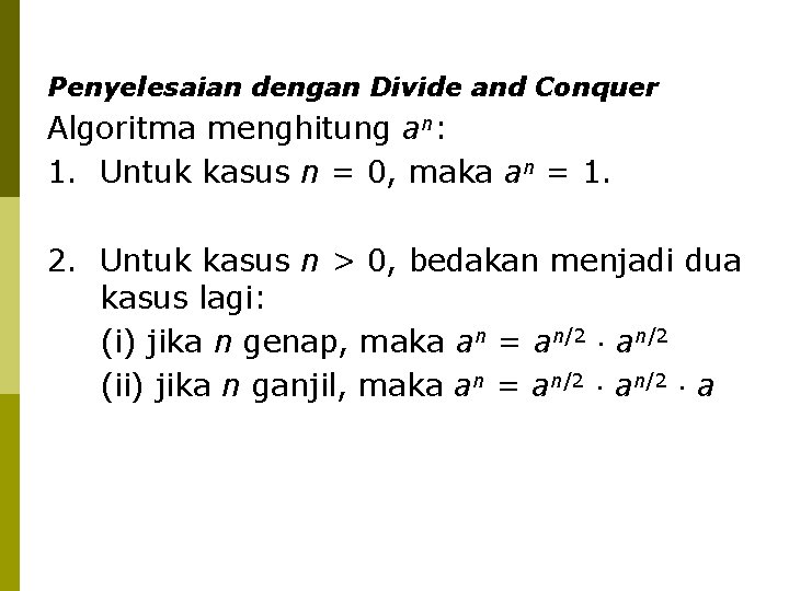 Algoritma Divide and Conquer Bagian 2 Deskripsi p
