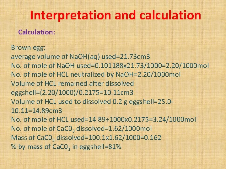 Determination of Calcium Carbonate in Eggshell Content Principlep