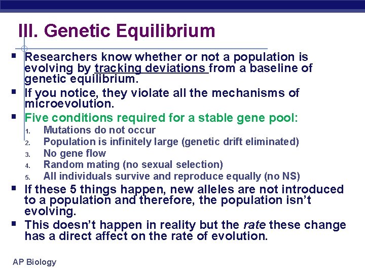 Measuring Evolution of Populations Hardy Weinberg AP Biology