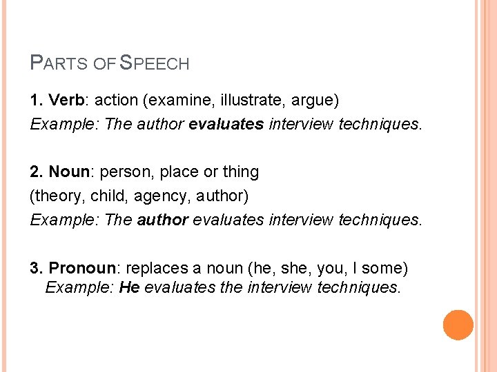 GRAMMAR BASICS SENTENCE STRUCTURE AND PARTS OF SPEECH