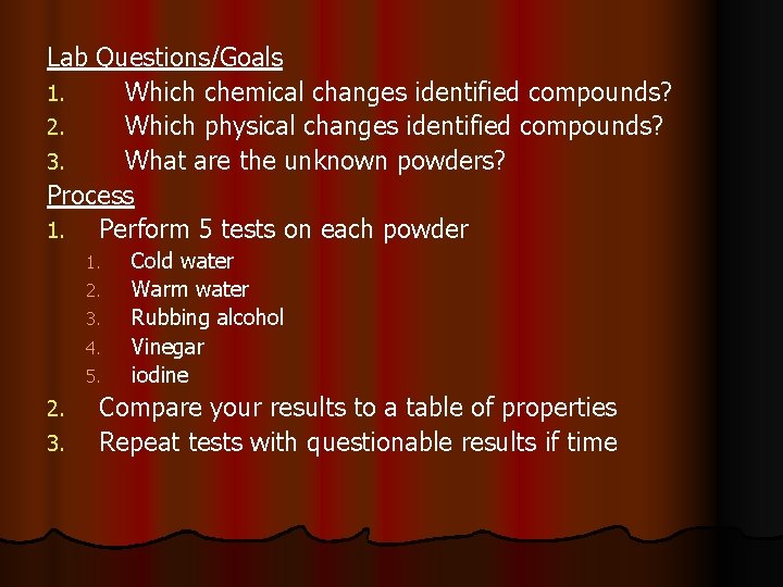 The Mystery Powder Challenge Background Information 1 Define
