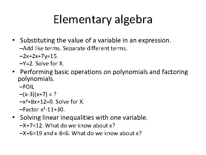 PreAlgebra Operations using whole numbers fractions and decimals
