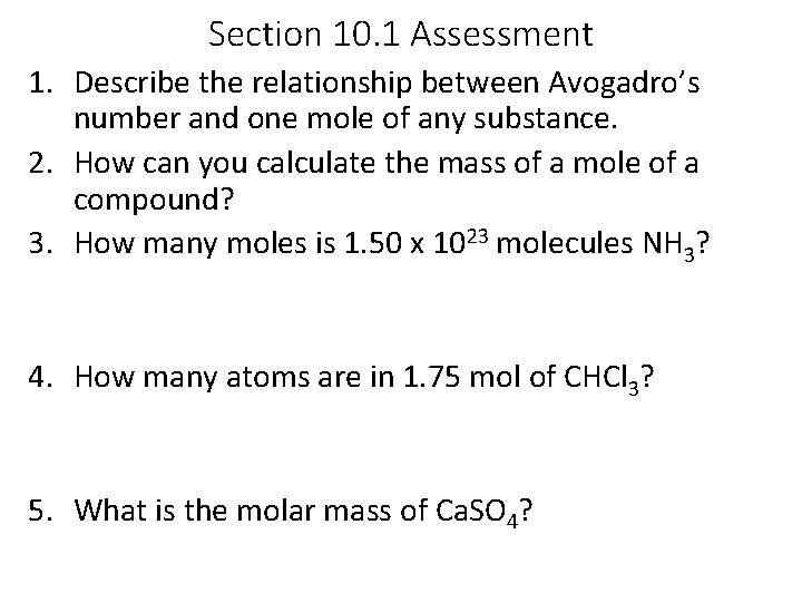 Chapter 10 Chemical Quantities Jennie L Borders Section