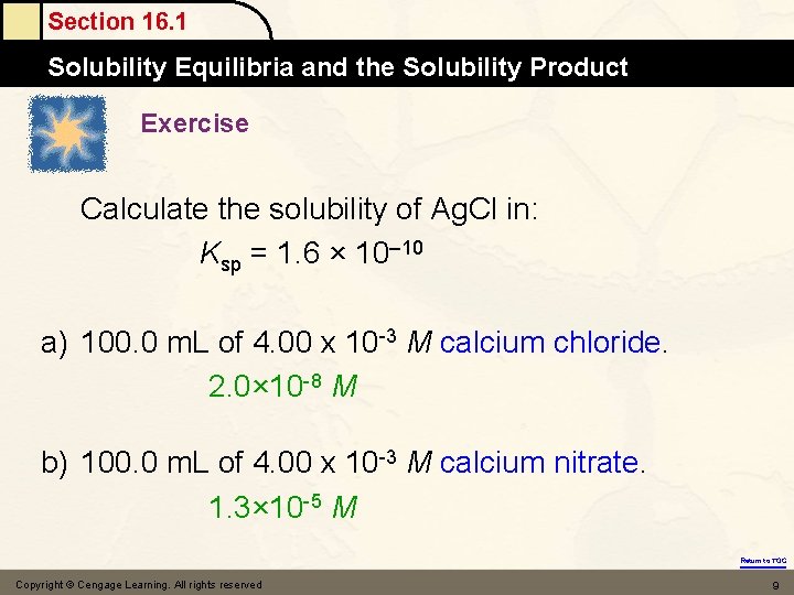 Chapter 16 Solubility and Complex Ion Equilibria Chapter