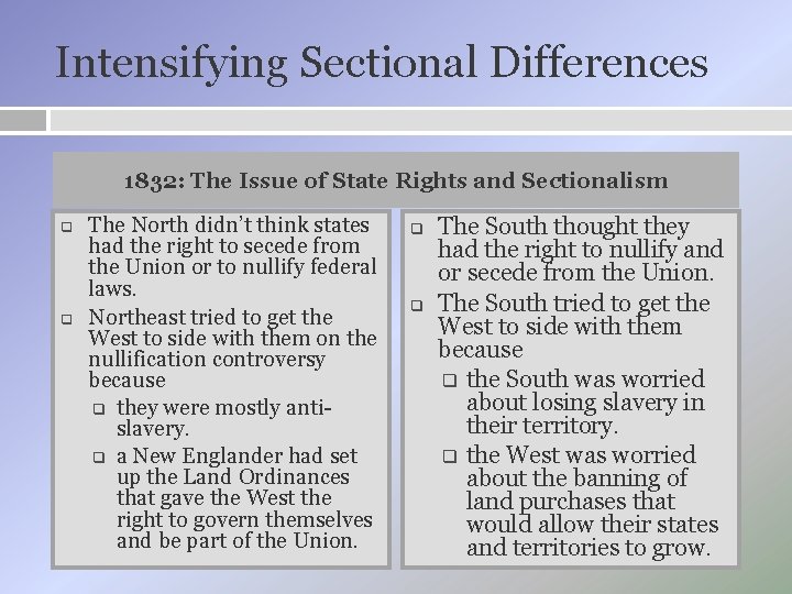 Level 2 JACKSON AND SECTIONAL DIFFERENCES Vocabulary Tariff