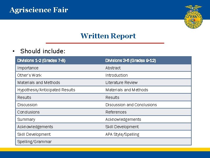Agriscience Fair Agriscience Fair Goals Objectives The National