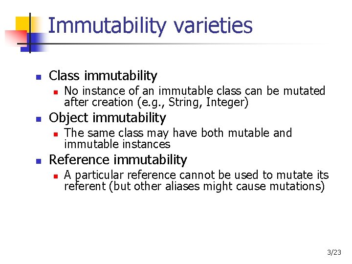 Object and Reference Immutability using Java Generics Yoav