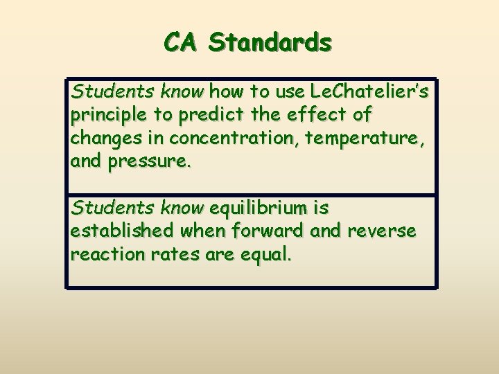 Equilibrium and Le Chateliers Principle CA Standards Students