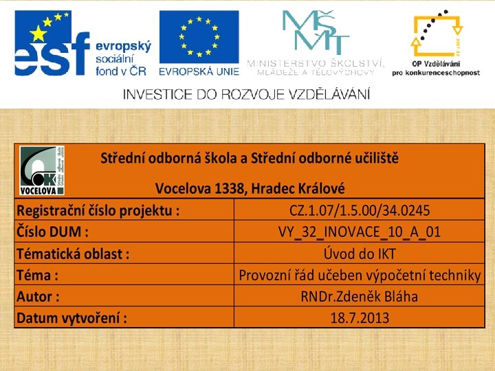 Informan a komunikan technologie 1 Provozn d ueben