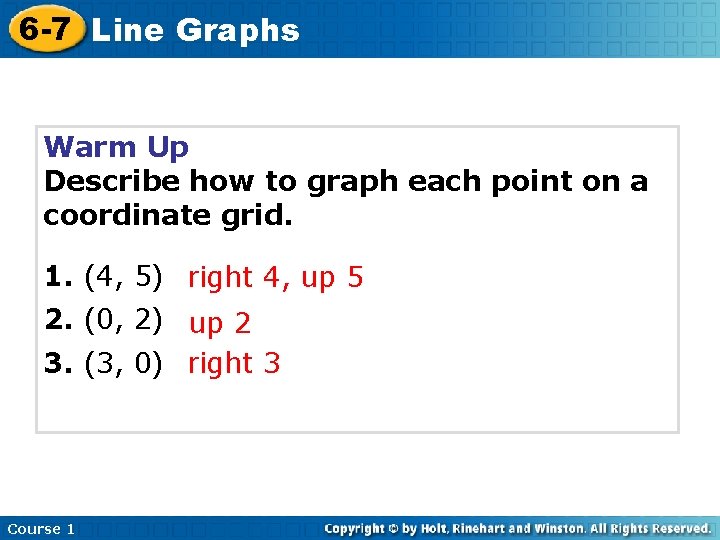 6 7 Line Graphs Warm Up Problem of