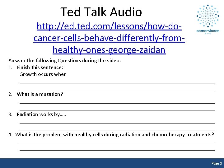 Objective What Compare mitotic stages of cancer cells