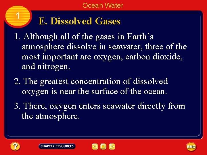 Table of Contents Chapter 13 Oceans Section 1