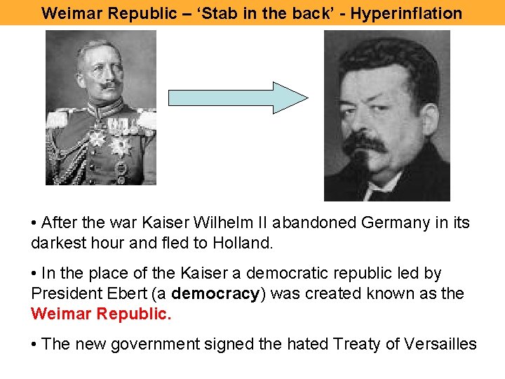 Weimar Republic Stab in the back Hyperinflation Germany