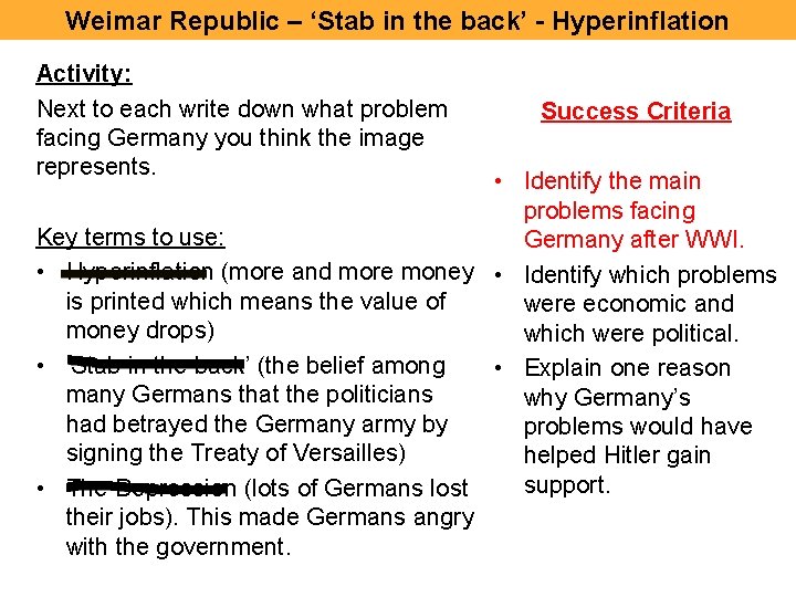 Weimar Republic Stab in the back Hyperinflation Germany