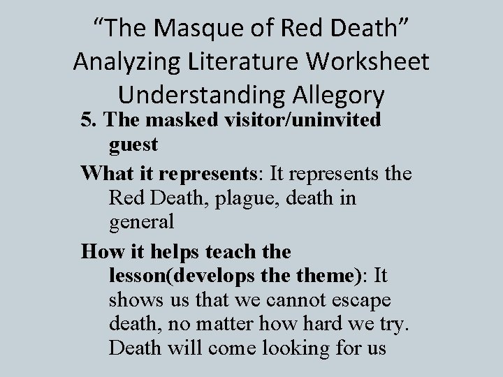 Allegory and Symbols 1 Party guests What it