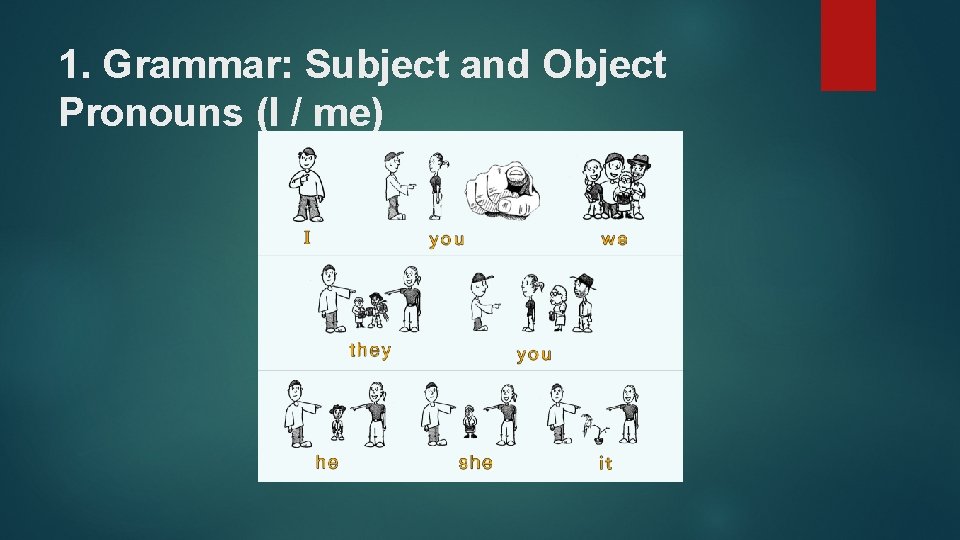 1 Grammar Subject and Object Pronouns I me