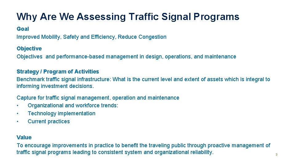 2018 Traffic Signal Benchmarking Self Assessment Web Briefing