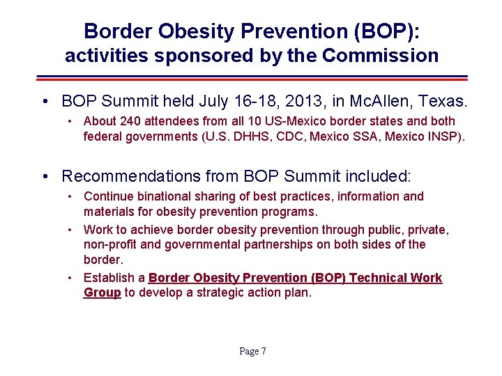 Border Obesity Prevention BOP Development of a binational