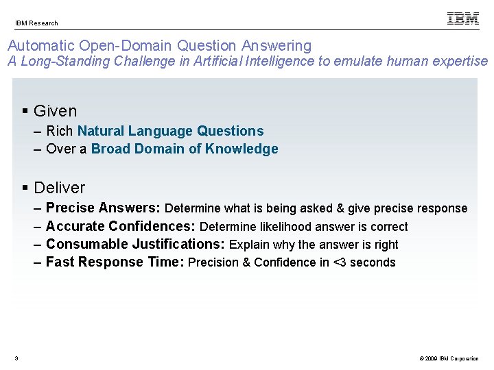 IBM Research IBM Watson A Brief Overview and