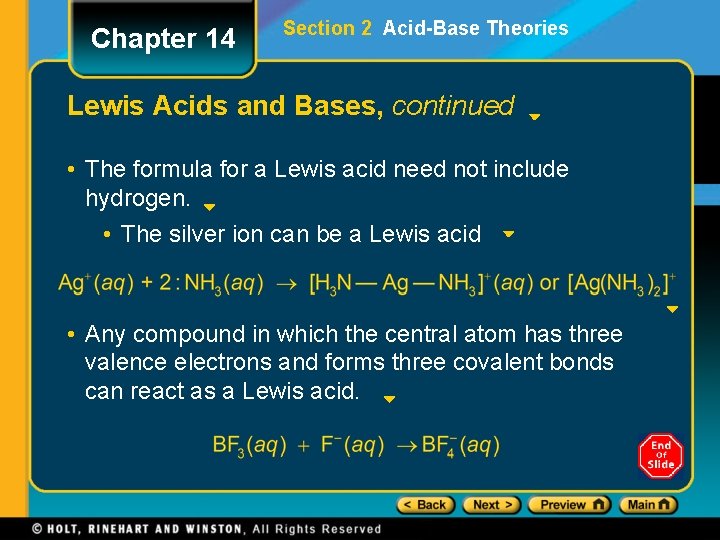 Chapter 14 Preview Lesson Starter Objectives Acids Bases