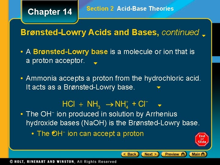Chapter 14 Preview Lesson Starter Objectives Acids Bases