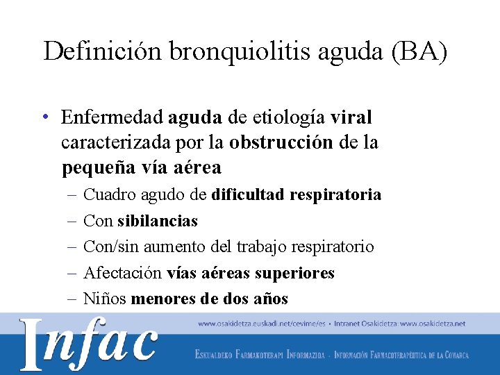 Tratamiento de la bronquiolitis aguda y de la