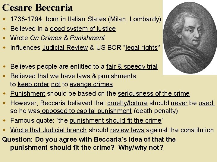 The Enlightenment Rousseau Beccaria How do Rousseau Beccaria