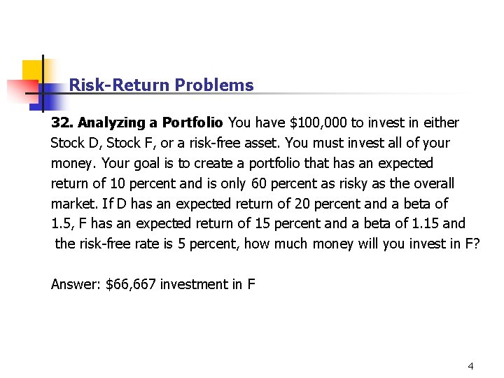 RiskReturn Problems 7 Calculating Returns and Deviations Based