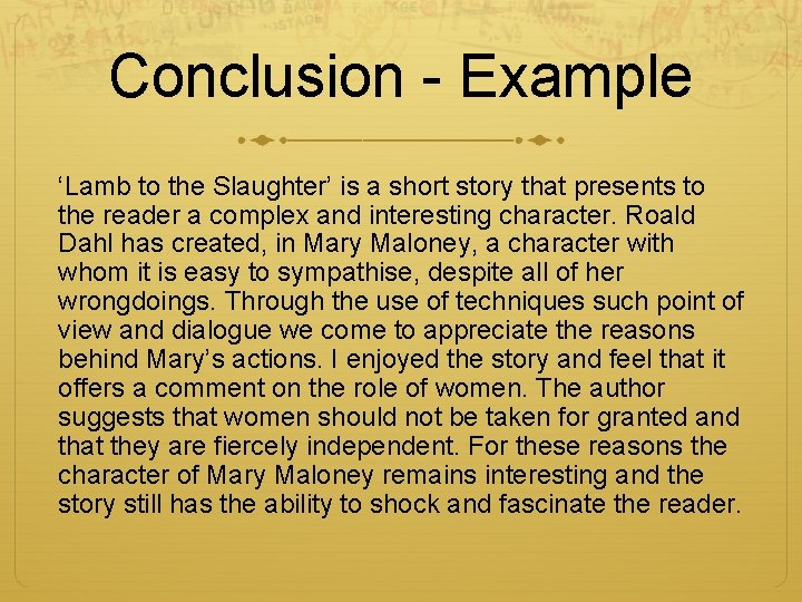 Lamb to the Slaughter Writing a Critical Essay