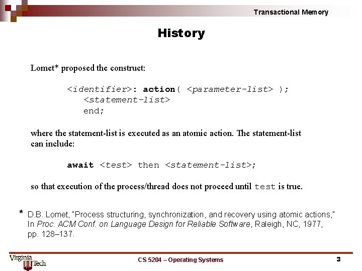 Transactional Memory Part 1 Concepts and Hardware Based