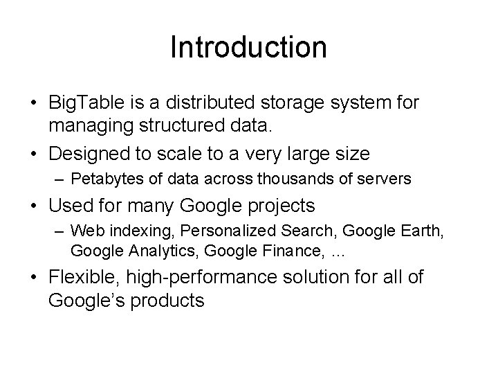 Big Table A Distributed Storage System for Structured