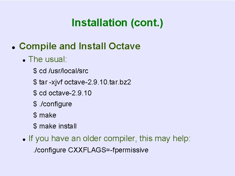 Running MATLAB Scripts in Octave Installation porting and