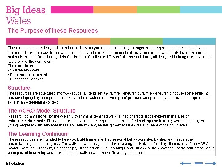 ENTREPRENEURSHIP Skills and Behaviours Learning resources to support