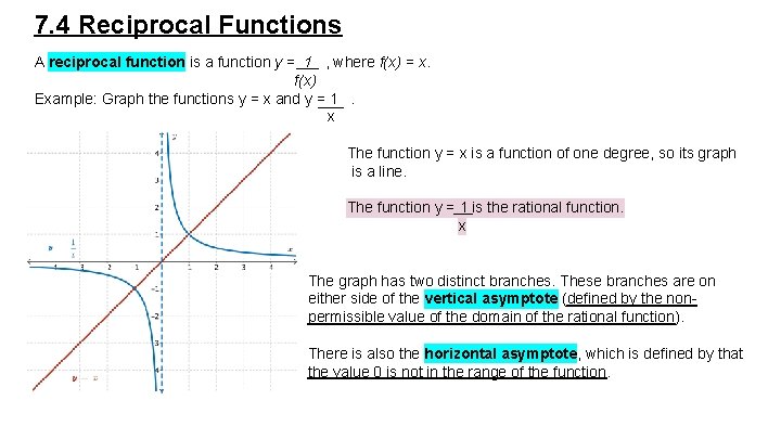 Chapter 7 Absolute Value and Reciprocal Funtions 7