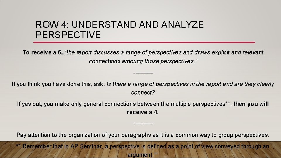 AP SEMINAR IRR DIRECTIONS RUBRIC ANALYSIS WINTERSPRING 2018
