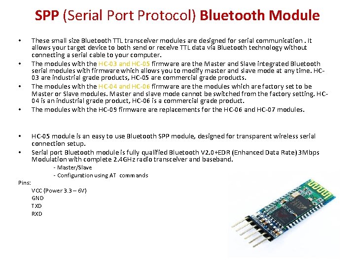 Wireless Communication Devices SPP Serial Port Protocol Bluetooth