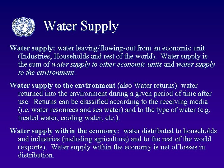 Physical Supply and Use Tables in SEEAW Main
