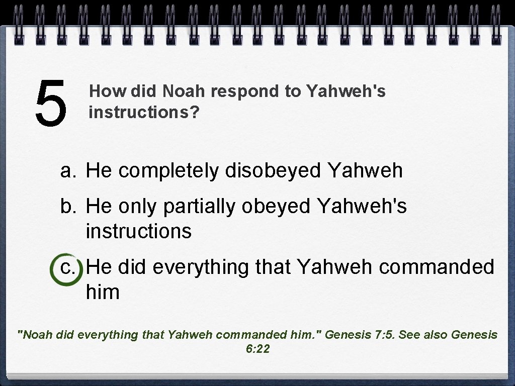 Bible Quiz On Noah and the Flood For