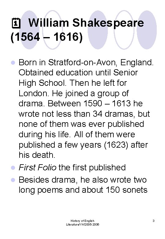 History of English Literature Week 5 Elizabethan Period