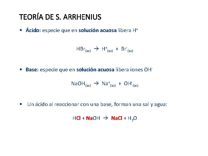 REACCIONES CIDO BASE Caractersticas Generales de los cidos