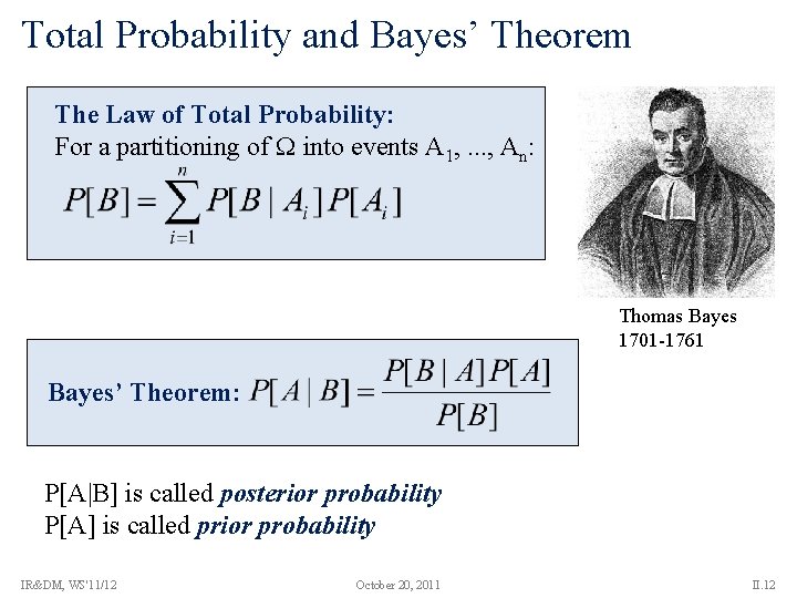 Chapter II Basics from probability theory and statistics