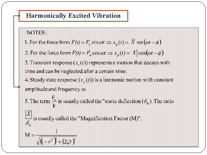 Mechanical Vibrations Forced Vibration of a Single Degree