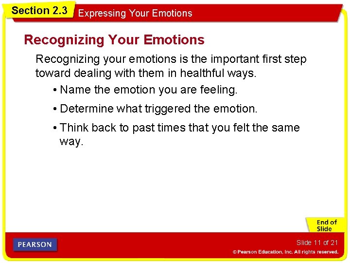 Section 2 3 Expressing Your Emotions Objectives Identify