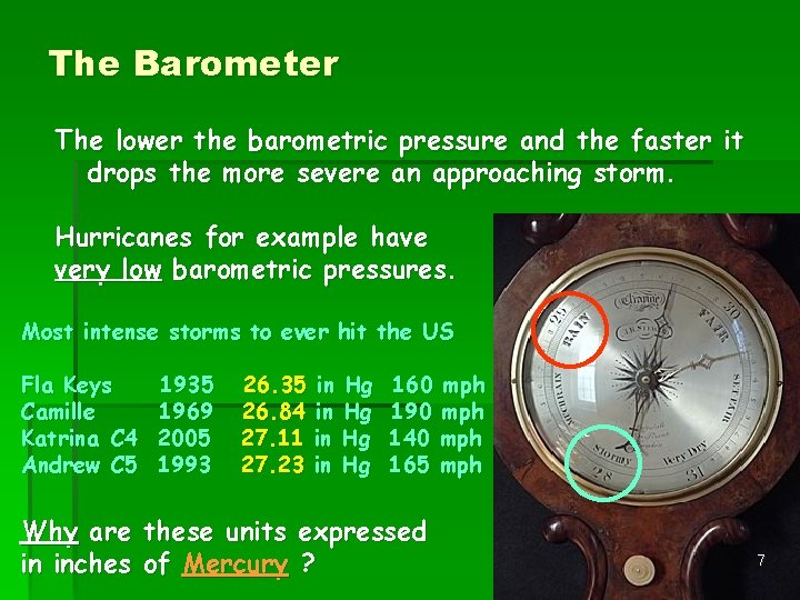 Units and the Barometer Mr Shields Regents Chemistry