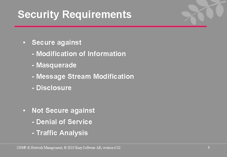 8 Snmpv 3 Objectives Architecture Security Access Control