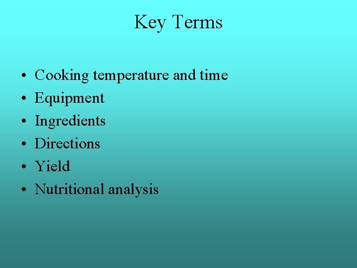 OBJ 2 01 THE PARTS OF A RECIPE