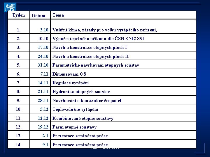 VUT v Praze Fakulta stavebn Katedra technickch zazen