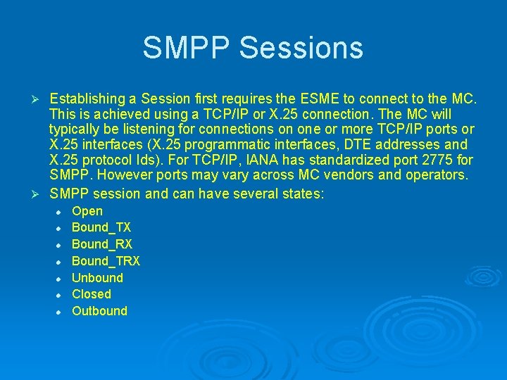 Introduction to SMPP version 5 0 Presented by