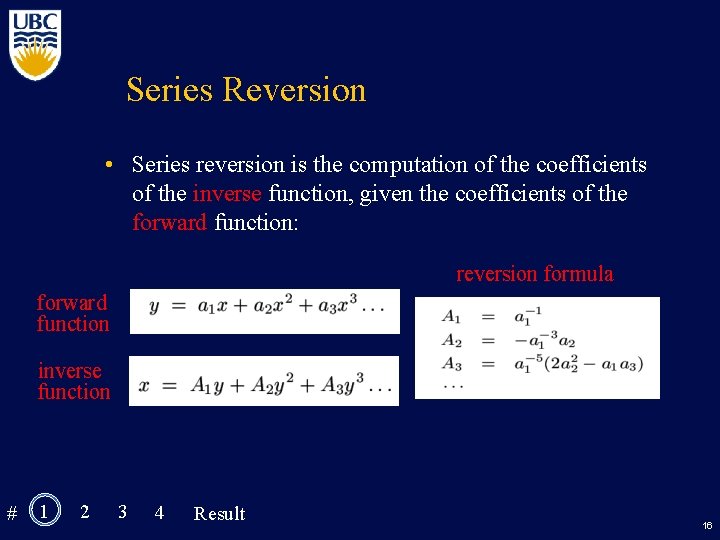 THE UNIVERSITY OF BRITISH COLUMBIA Digital Processing Algorithms