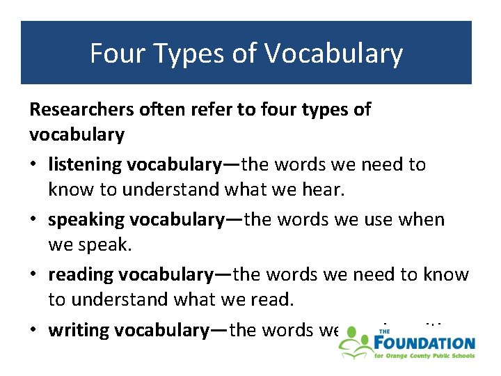 Vocabulary Acquisition for Young Children Research on Vocabulary